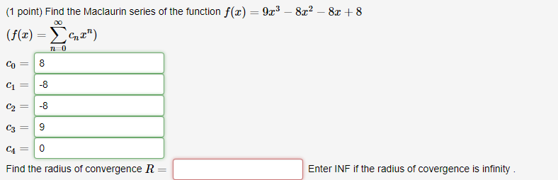 Solved (1 point) Find the Maclaurin series of the function | Chegg.com