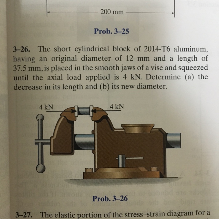 Solved 200 mm Prob. 3-25 3-26. The short cylindrical block | Chegg.com
