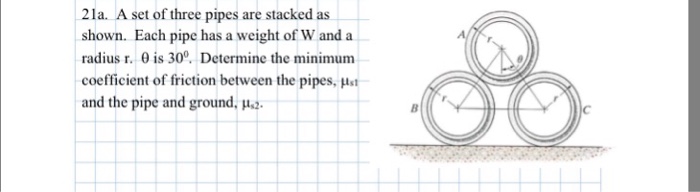Solved A set of three pipes are stacked as shown. Each pipe | Chegg.com