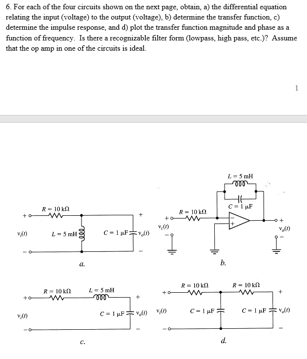 Solved For each of the four circuits shown on the next page, | Chegg.com