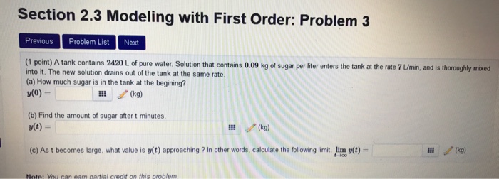 Solved Section 2 3 Modeling With First Order Problem 3