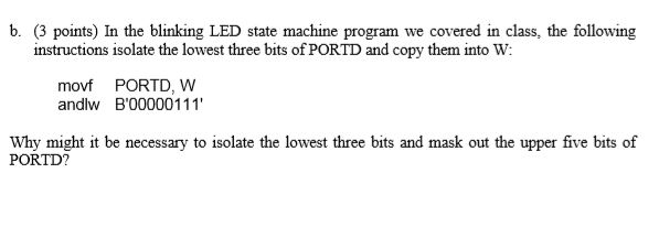 Solved b. (3 points) In the blinking LED state machine | Chegg.com