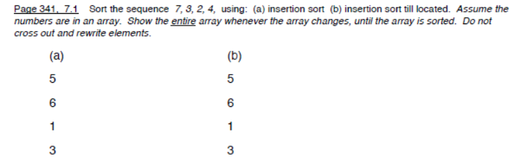 Solved Sort the sequence 7, 3, 2, 4, using: (a) insertion | Chegg.com