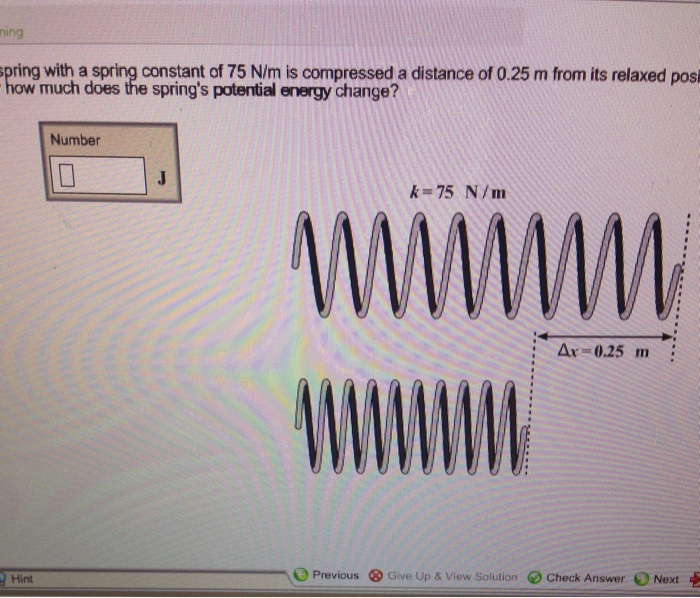 Solved A spring with a spring constant of 75 N/m is | Chegg.com
