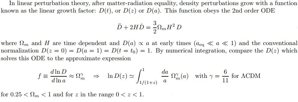 In linear perturbation theory, after matter-radiation | Chegg.com