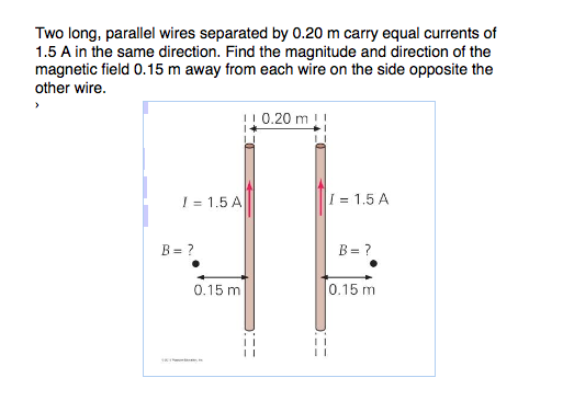 Solved Two long, parallel wires separated by 0.20 m carry | Chegg.com