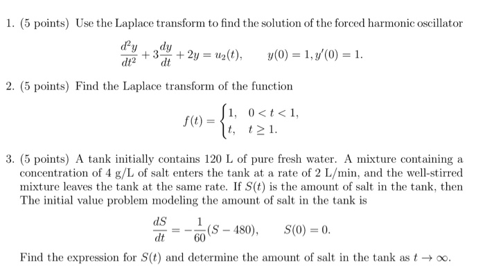 Solved Use the Laplace transform to find the solution of the | Chegg.com