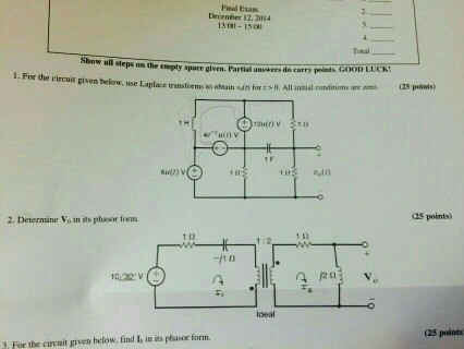Solved Determine V_0 in its phasor form. Find the circuit | Chegg.com