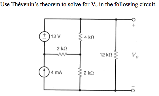 Solved Use Thevenin's theorem to solve for V_0 in the | Chegg.com