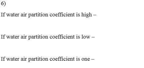Solved 6) If water air partition coefficient is high If | Chegg.com