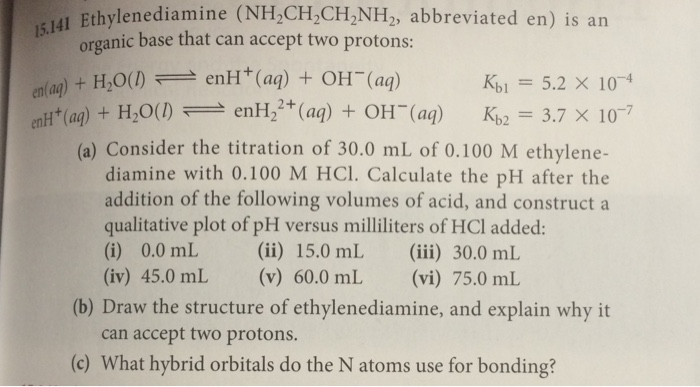 Solved Ethylenediamine (NH_2CH_2CH_2NH_2, abbreviated en) is | Chegg.com