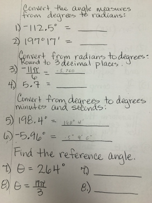 Solved Convert the angle measure from degrees to radians: | Chegg.com