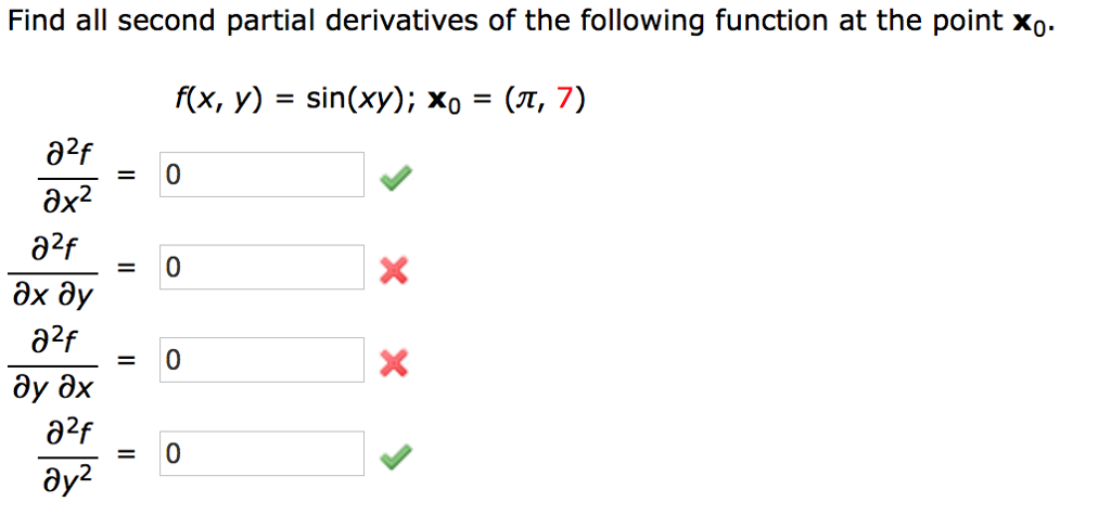 Solved Find all second partial derivatives of the following | Chegg.com