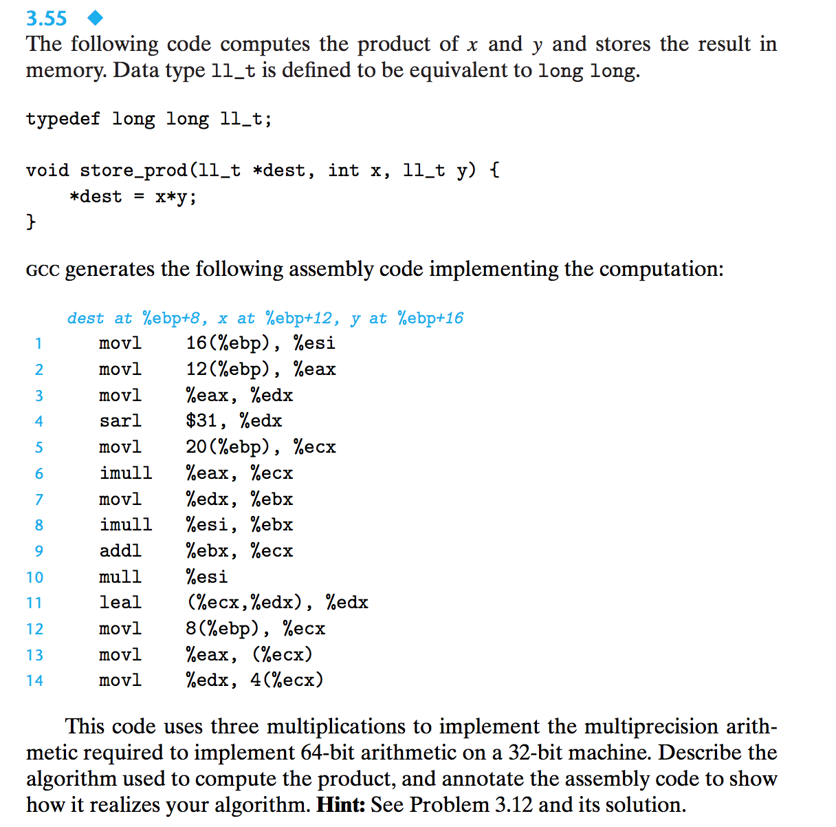 The Following Code Computes The Product Of X And Y