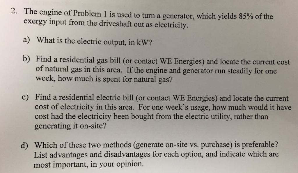 Solved Notes from problem 1: -exergy of natural gas is | Chegg.com