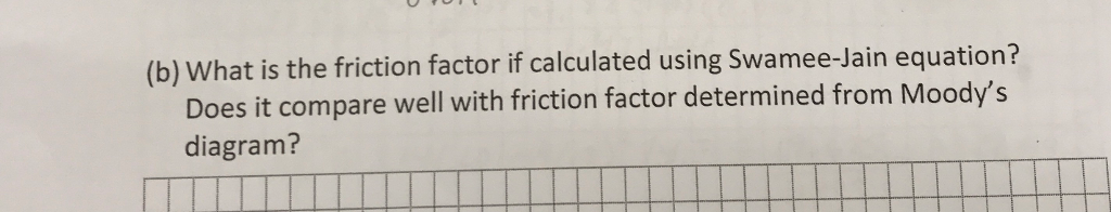 Solved (b) What is the friction factor if calculated using | Chegg.com