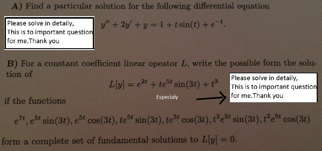 Solved Find a particular solution for the following | Chegg.com