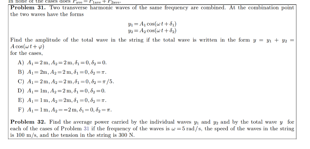 Solved In none of the cases doeS Faveave 2ave- Problem 31. | Chegg.com
