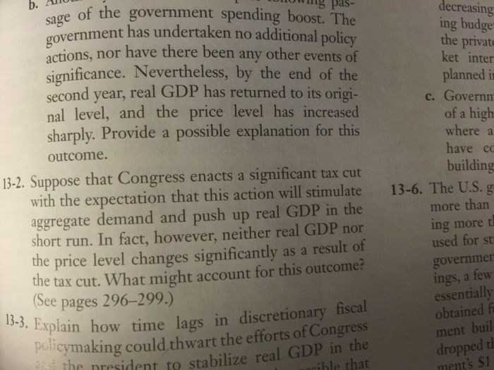 Solved Suppose that Congress enacts a significant tax cut | Chegg.com
