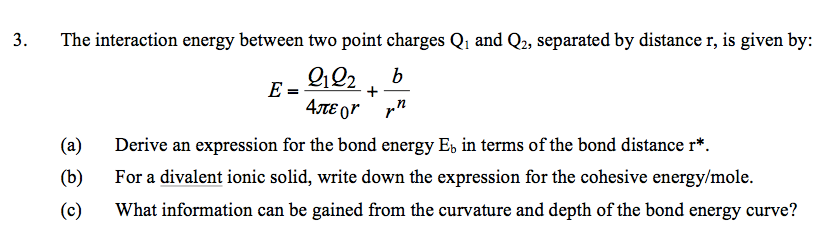 3. The interaction energy between two point charges | Chegg.com