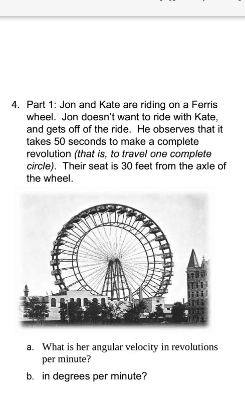Solved 4. Part 1: Jon and Kate are riding on a Ferris wheel. | Chegg.com