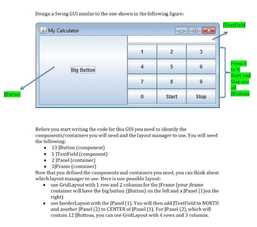 Design A Swing Gui Similar To The One Shown In The