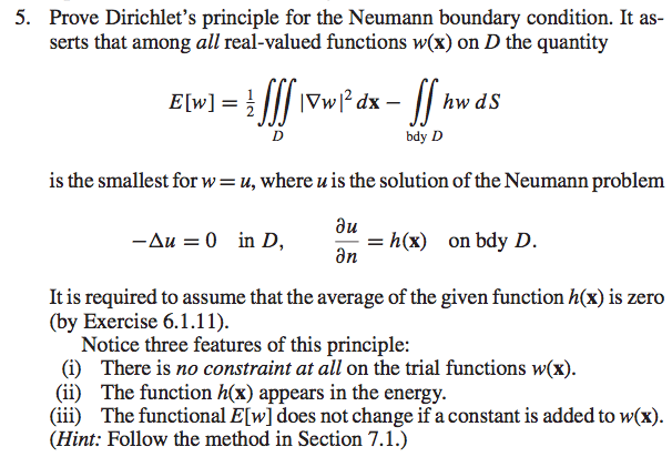 5. Prove Dirichlet's principle for the Neumann | Chegg.com
