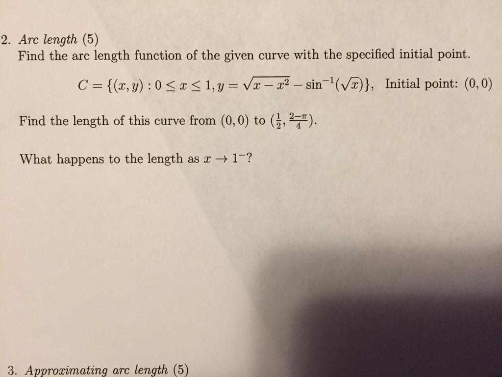 Solved Find the arc length function of the given curve with | Chegg.com