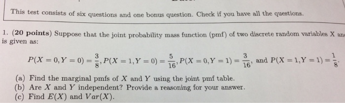 Solved: Suppose That The Joint Probability Mass Function (... | Chegg.com