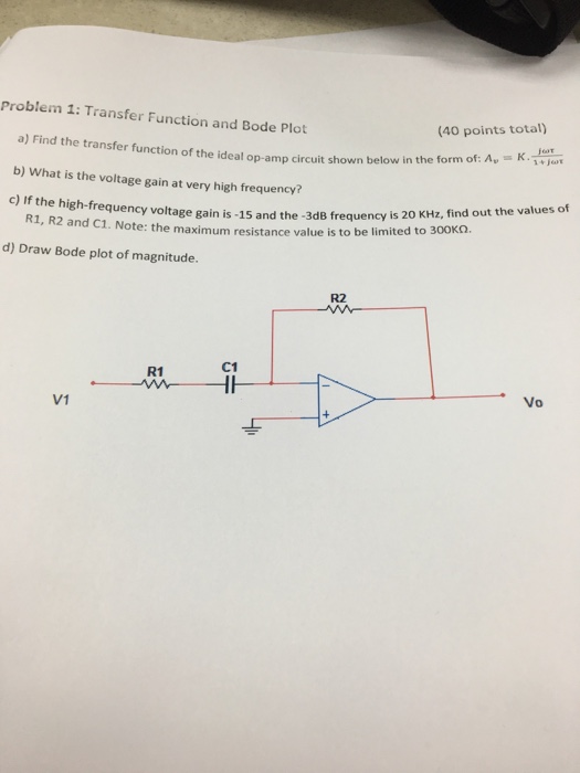 Solved Find the transfer function of the ideal op-amp | Chegg.com