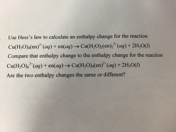 use Hess's law to calculate an enthalpy change for | Chegg.com