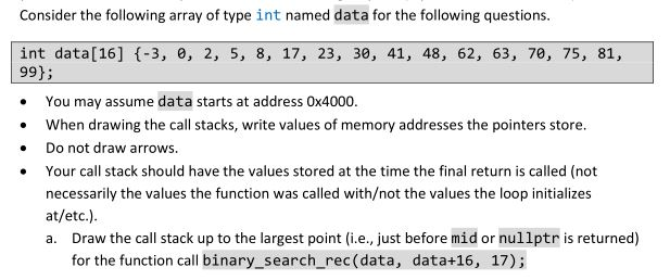 Please draw the call stack and answer the question a | Chegg.com