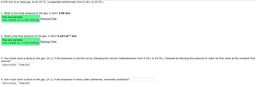 Solved 0.470 mol of an ideal gas, at 61.45 °C, is expanded | Chegg.com