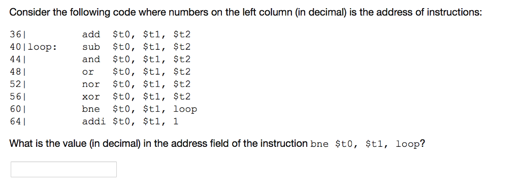 Solved Consider the following code where numbers on the left | Chegg.com