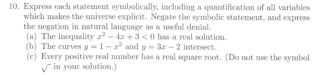 Solved Express each statement symbolically, including a | Chegg.com