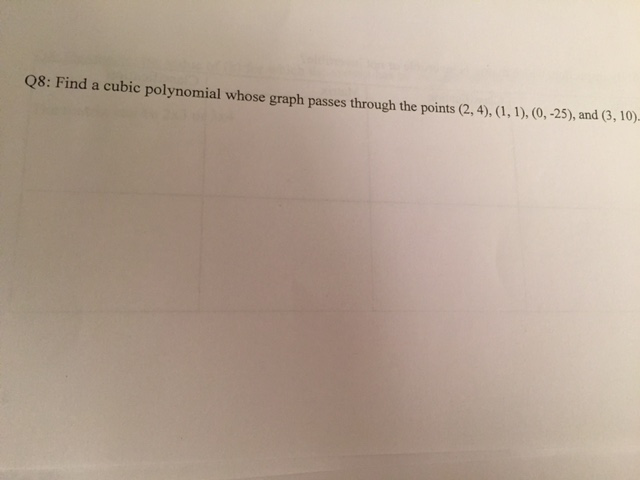 Solved Q5 Find A Cubic Polynomial Whose Graph Passes 