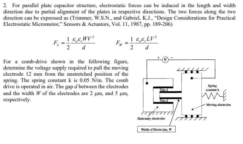 Solved 2. For parallel plate capacitor structure, | Chegg.com
