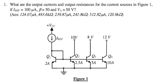 Solved What are the output currents and output resistances | Chegg.com