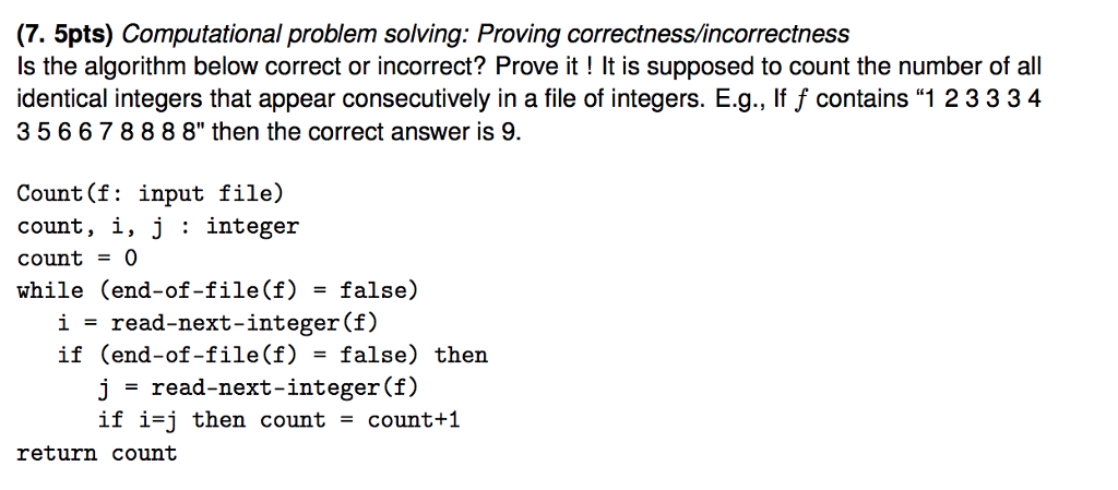 Solved (7. 5pts) Computational problem solving: Proving | Chegg.com