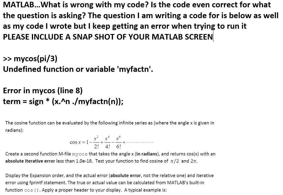 MATLAB.. What is wrong with my code? Is the code even | Chegg.com