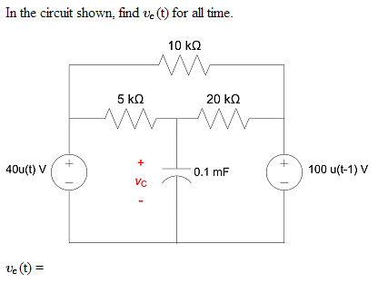 Solved In the circuit shown, find upsilon c (t) for all | Chegg.com