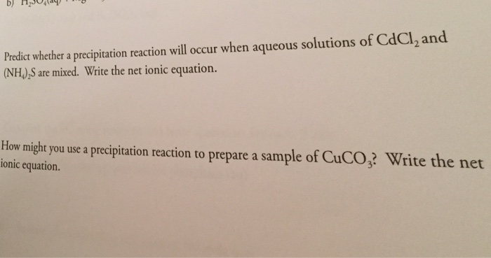 Solved Predict whether a precipitation reaction will occur | Chegg.com