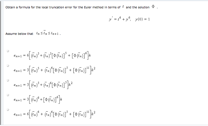 Solved Obtain A Formula For The Local Truncation Error For
