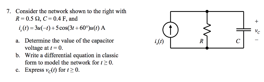 Solved 7. Consider the network shown to the right with | Chegg.com