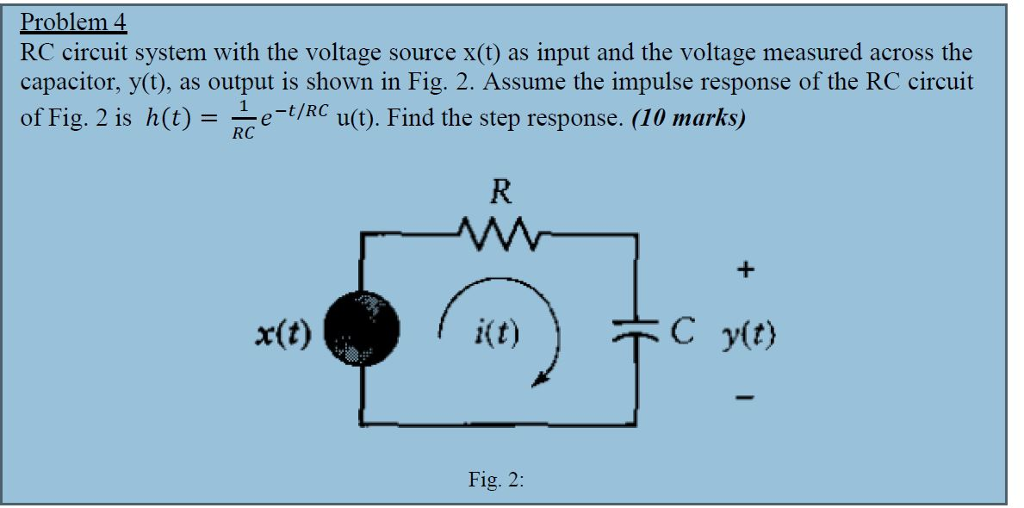 Solved Problem 4 RC circuit system with the voltage source | Chegg.com