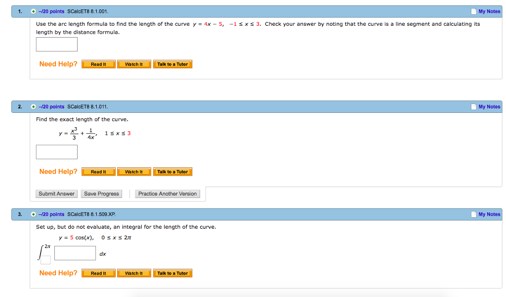 Solved 1, + -/20 points SCalcET8 8.1.001 My Notes Use the | Chegg.com Solved 1, + -/20 points SCalcET8 8.1.001 My Notes Use the | Chegg.com