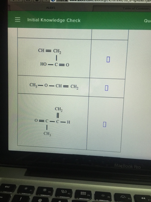 Solved Table of Contents = Initial Knowledge Check CH= CH2 | Chegg.com