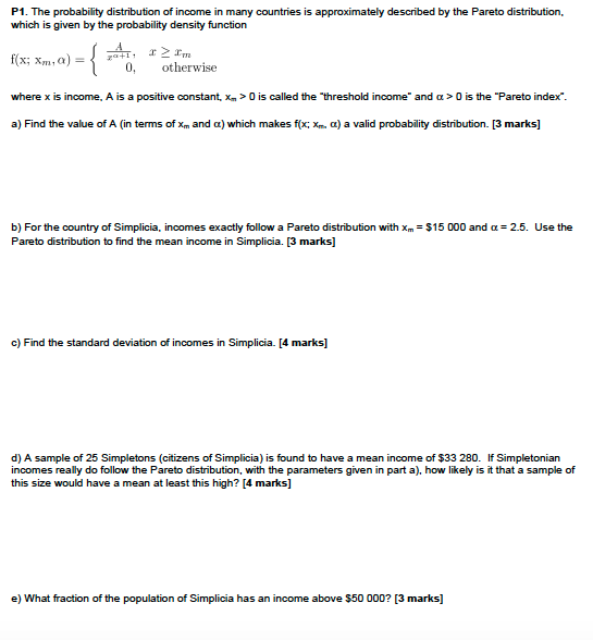 P 1 . The probability distribution of income in | Chegg.com