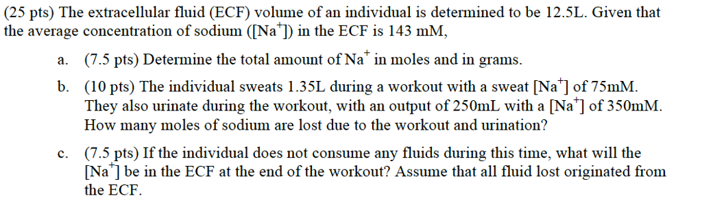 Solved The extracellular fluid (ECF) volume of an individual | Chegg.com