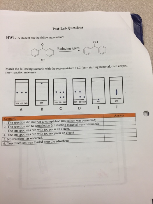 Solved A student ran the following reaction: Match the | Chegg.com